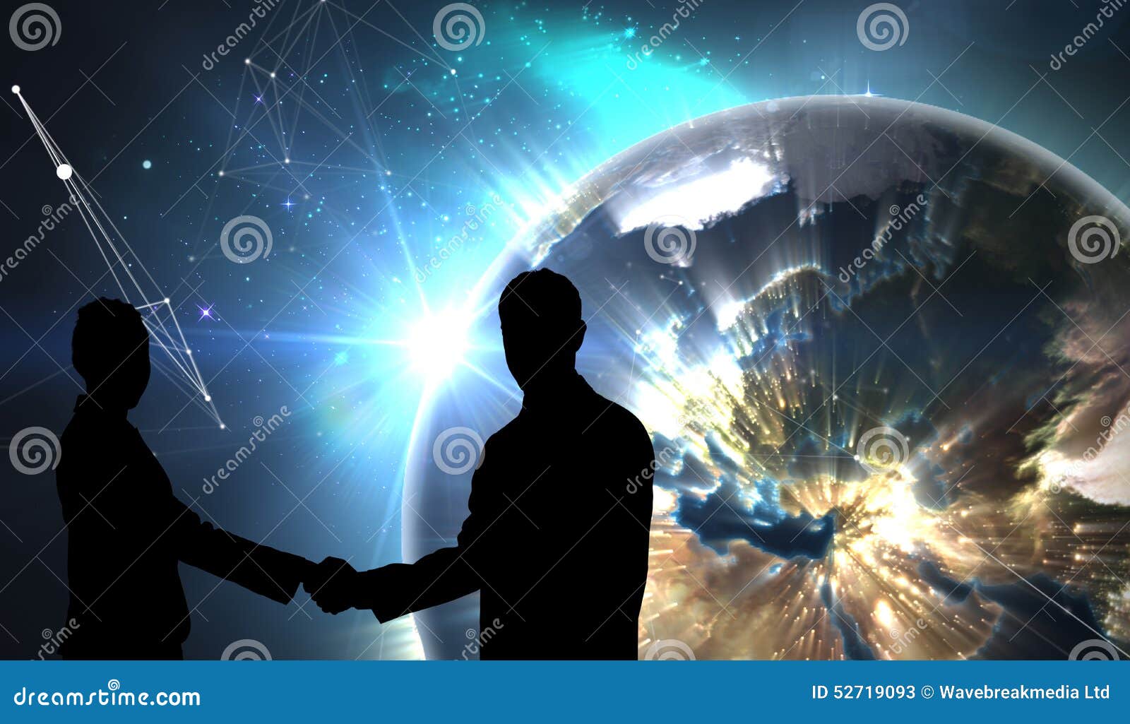 Composite Image of Smiling Business People Shaking Hands while Looking ...