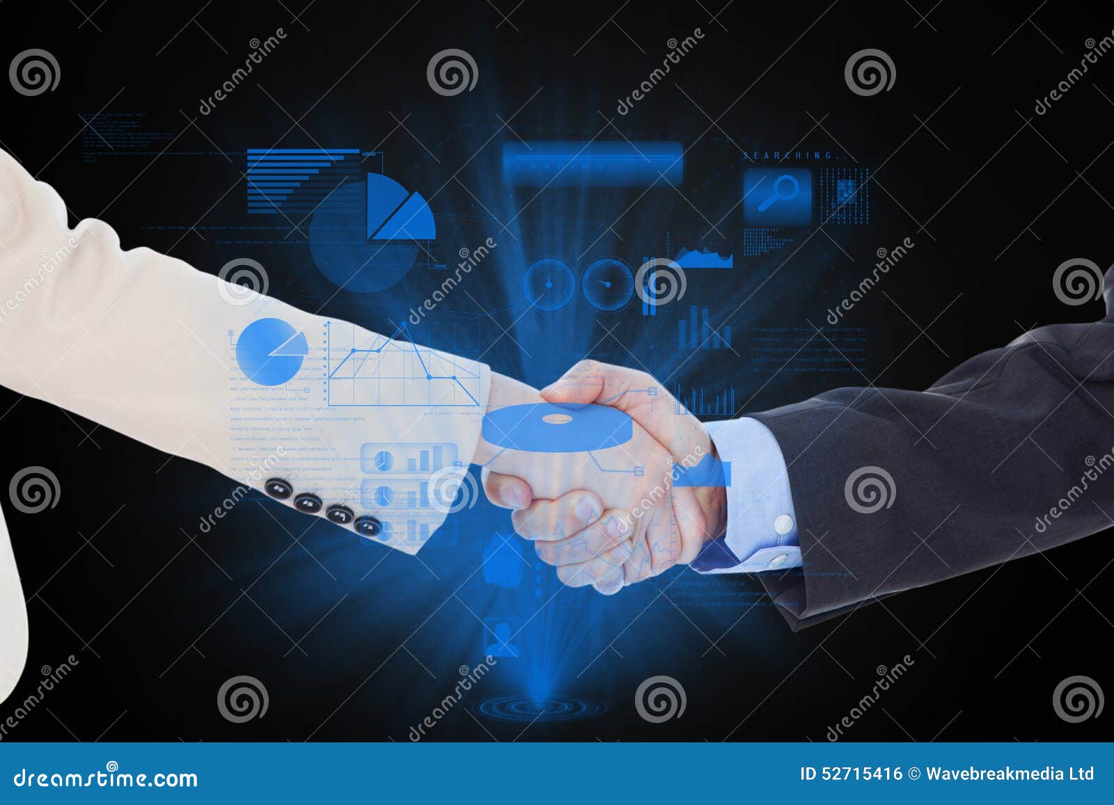 Composite Image of Smiling Business People Shaking Hands while Looking ...
