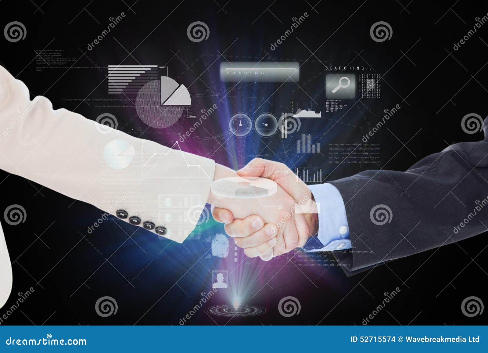 Composite Image of Smiling Business People Shaking Hands while Looking ...
