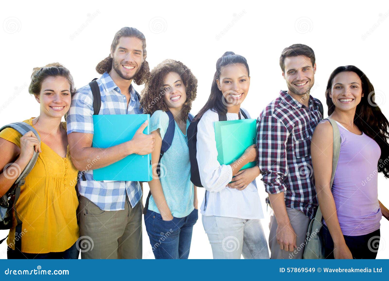 Composite Image of Smiling Group of Students Standing in a Row Stock ...