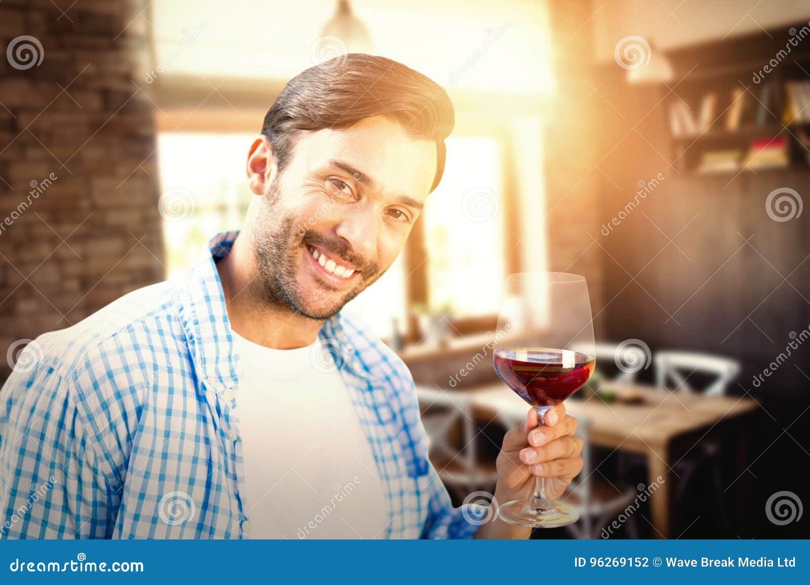 Composite Image of Smiling Man with Red Wine Stock Photo - Image of ...