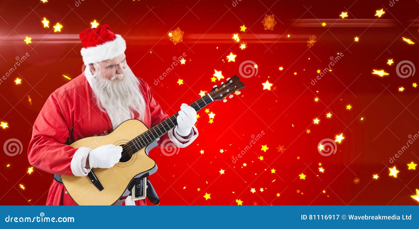Composite Image of Smiling Santa Claus Playing Guitar Stock Image ...