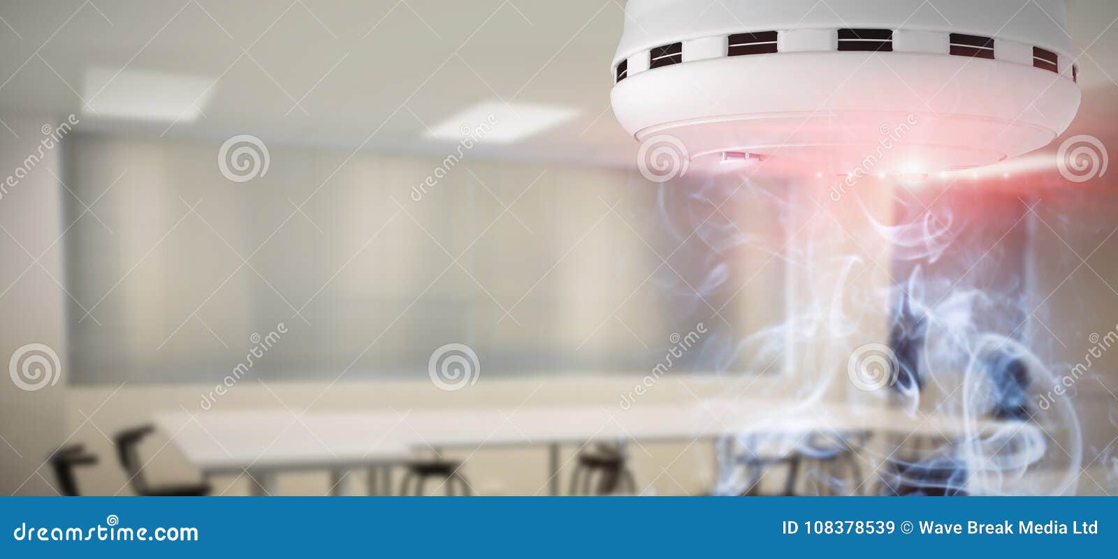 Composite Image of Smoke and Fire Detector Stock Image - Image of chair ...