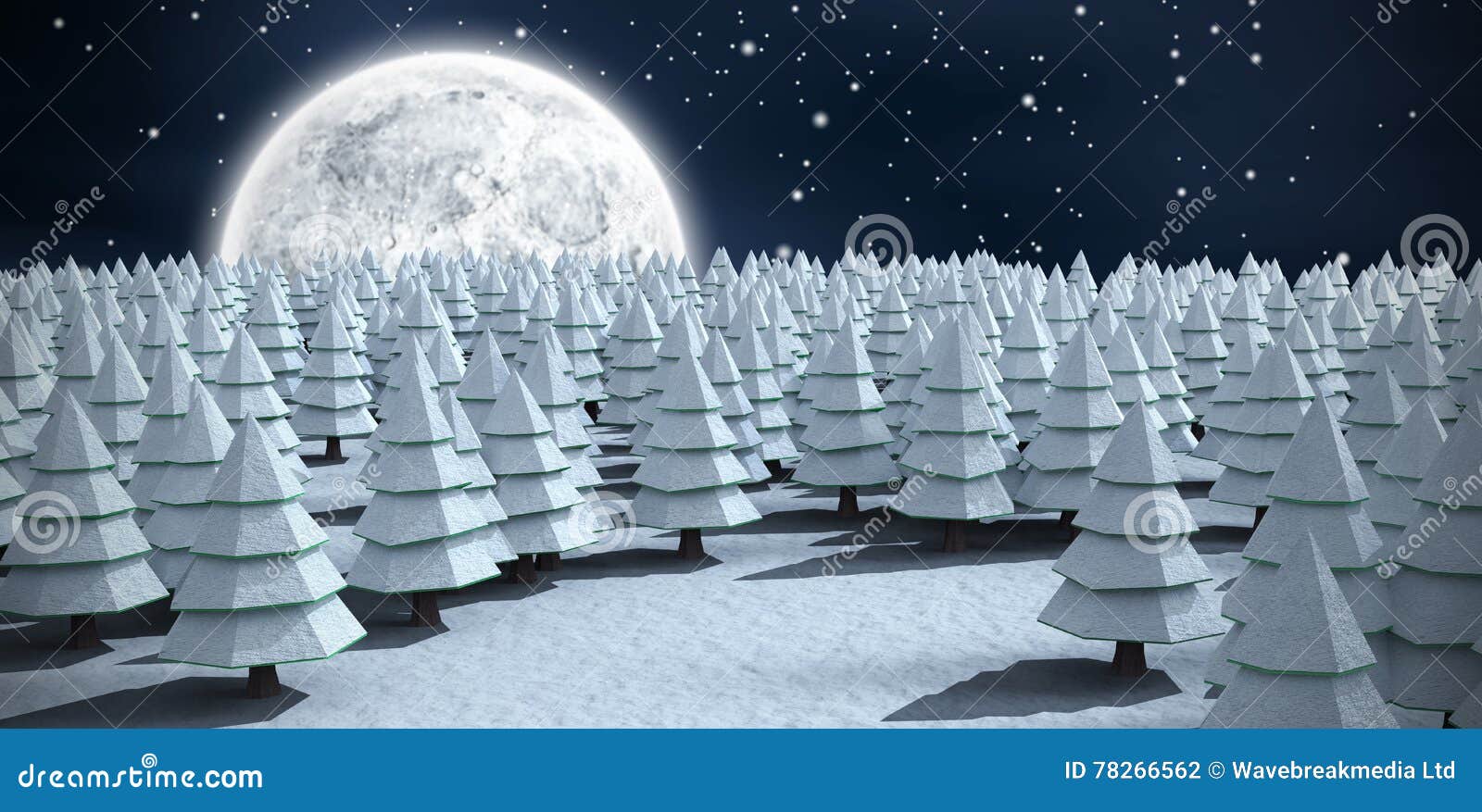 Composite Image of Snow Covering Christmas Trees on Field Stock ...