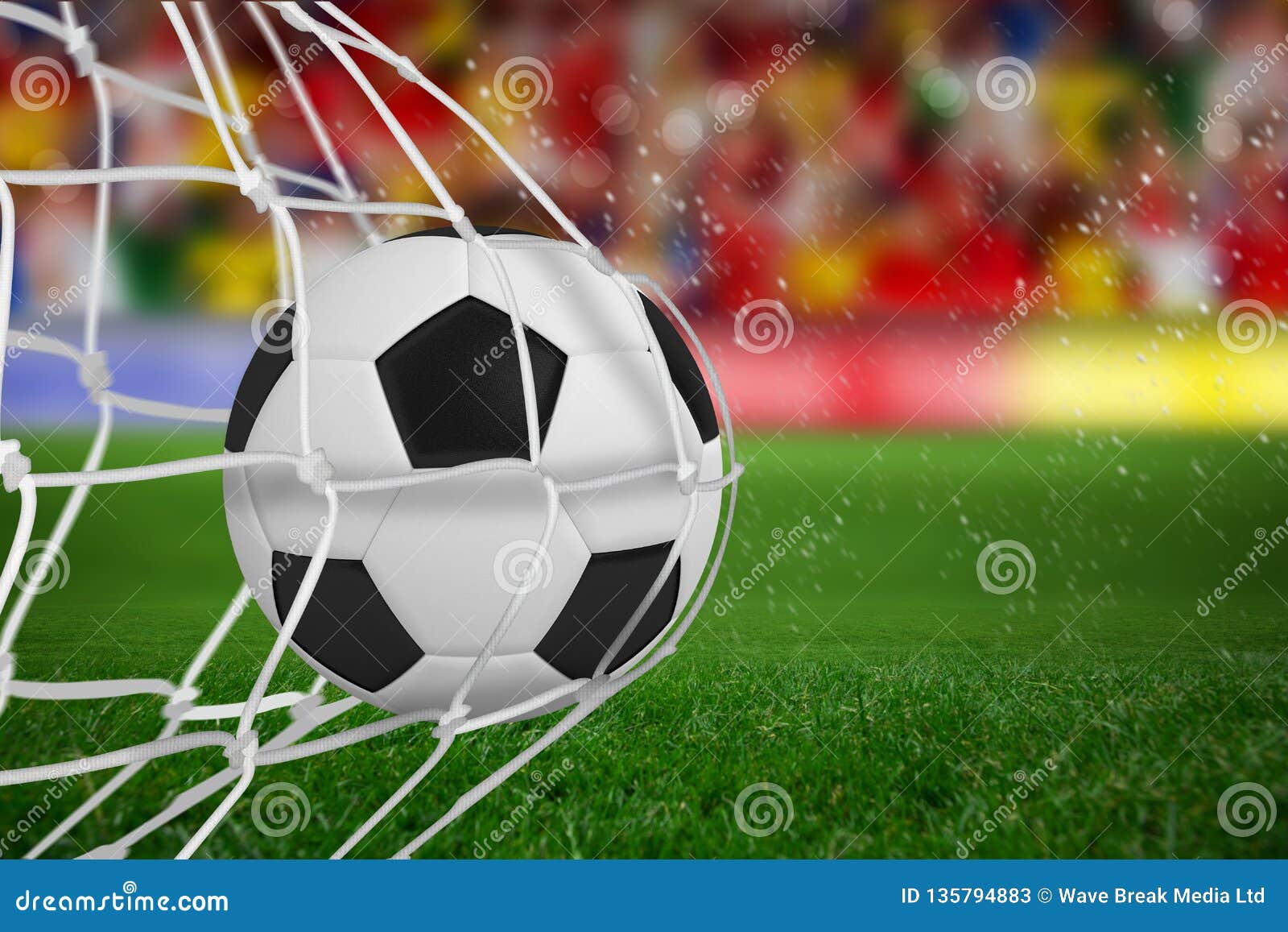 Composite Image of Soccer Ball in Goal Net Stock Image - Image of goal ...