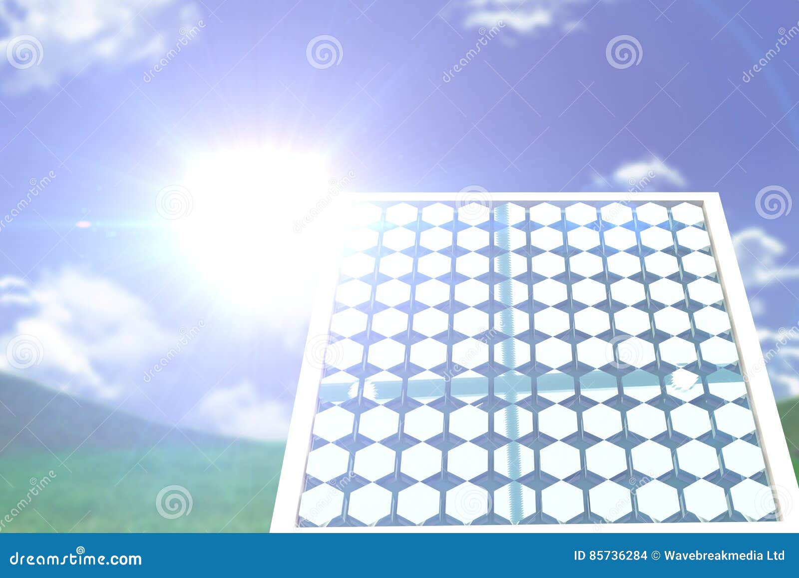 Composite Image of Solar Panel with Hexagon Shape Stock Photo - Image ...