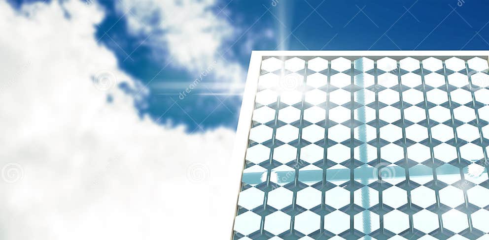 Composite Image of Solar Panel with Hexagon Shape Stock Image - Image ...