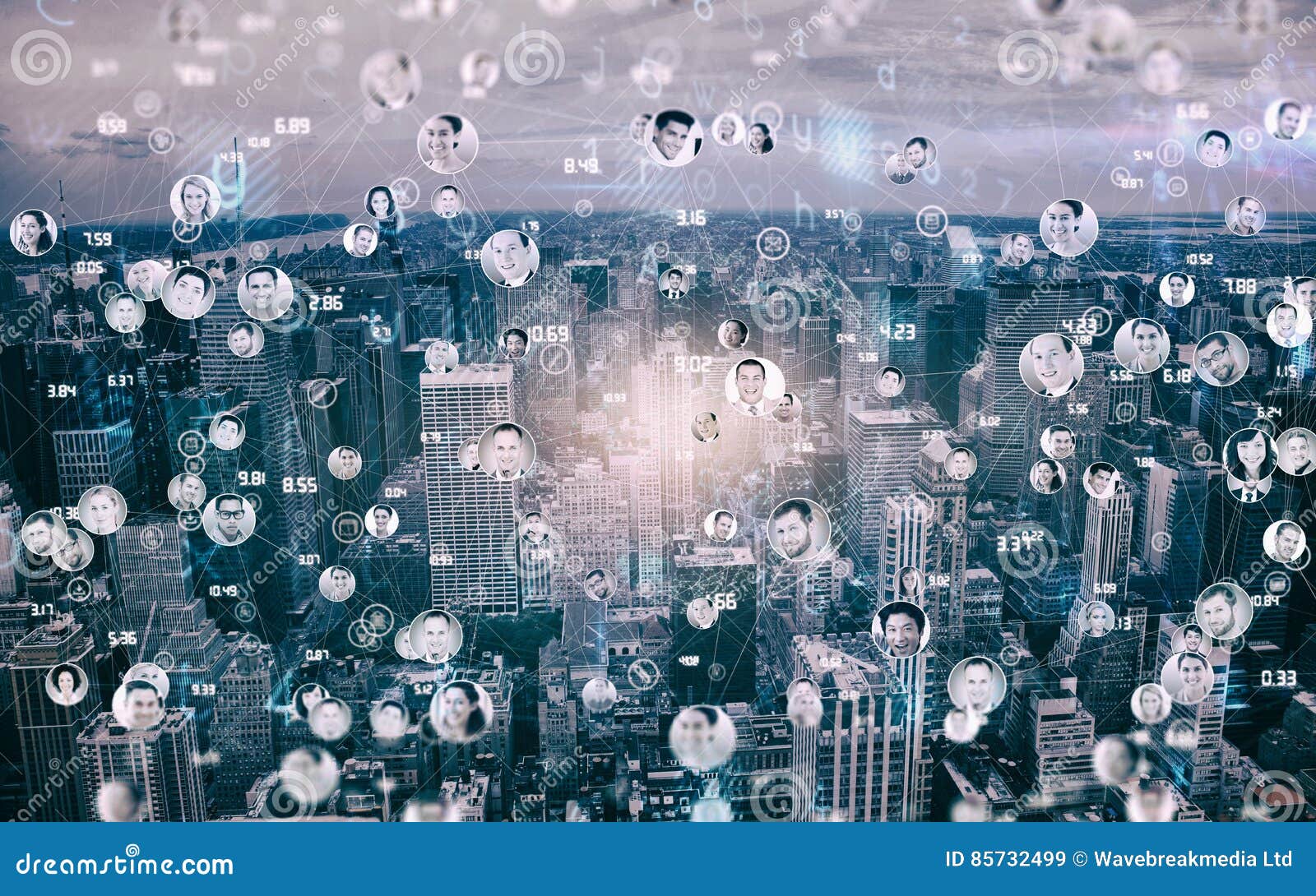 Composite Image of Sphere of Portraits Stock Illustration ...