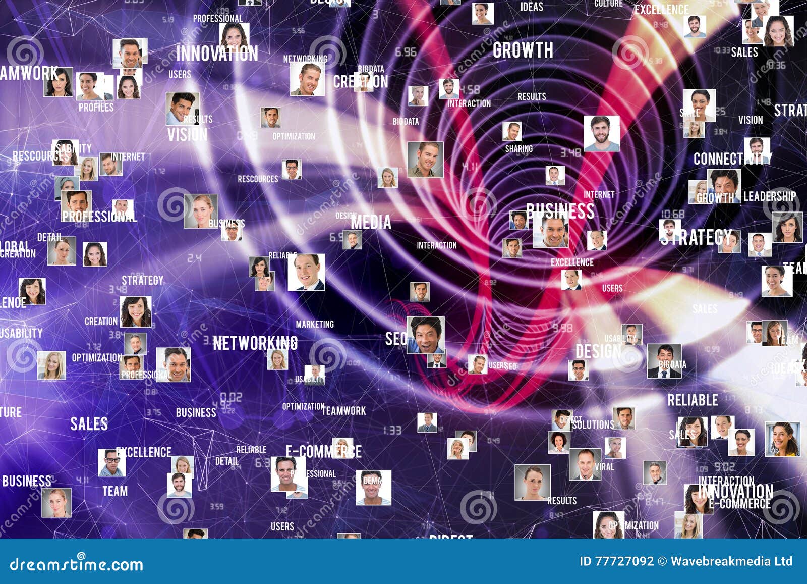 Composite Image of Sphere of Portraits and Words Stock Illustration ...