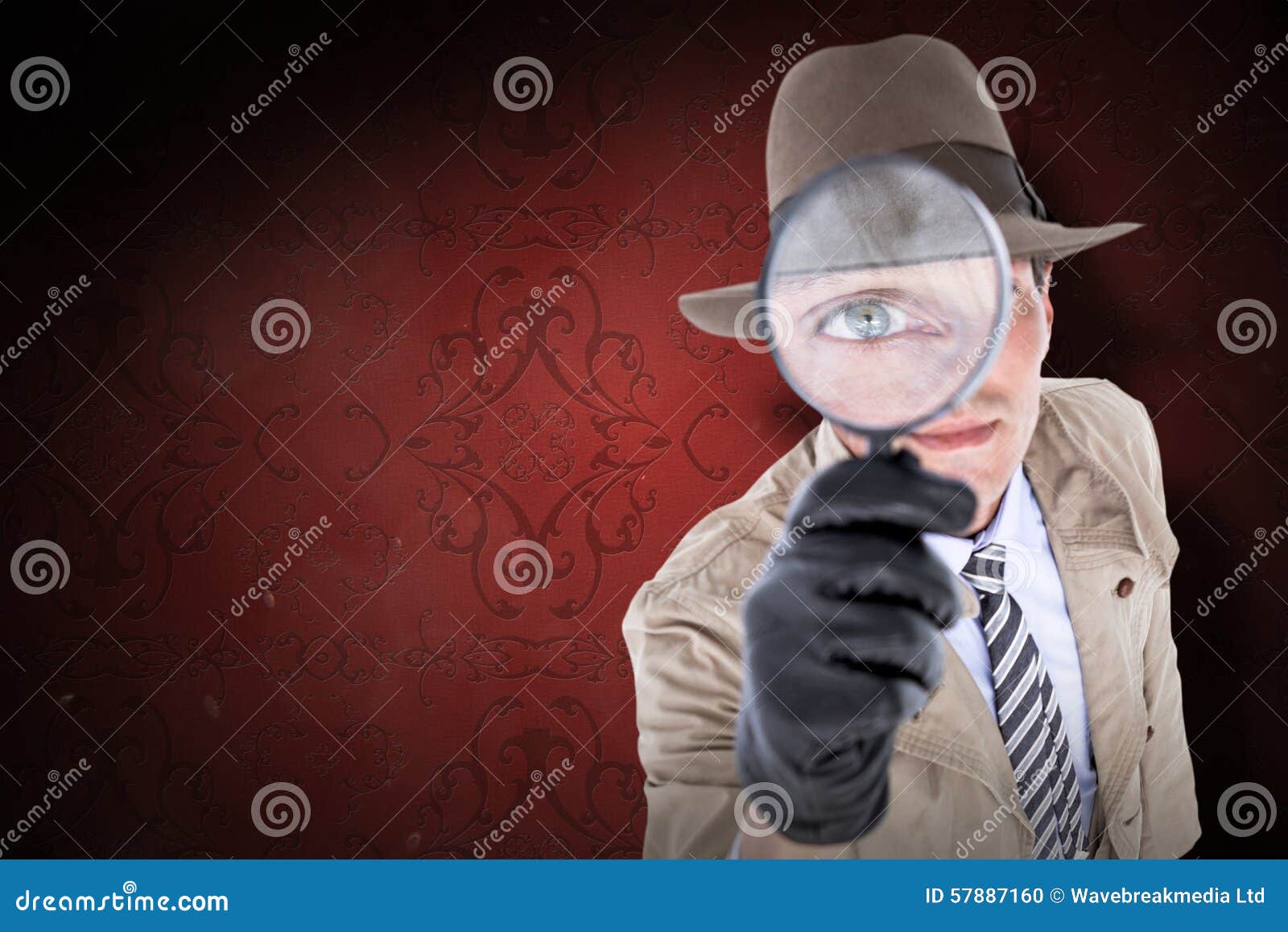 Composite Image of Spy Looking through Magnifier Stock Photo - Image of ...