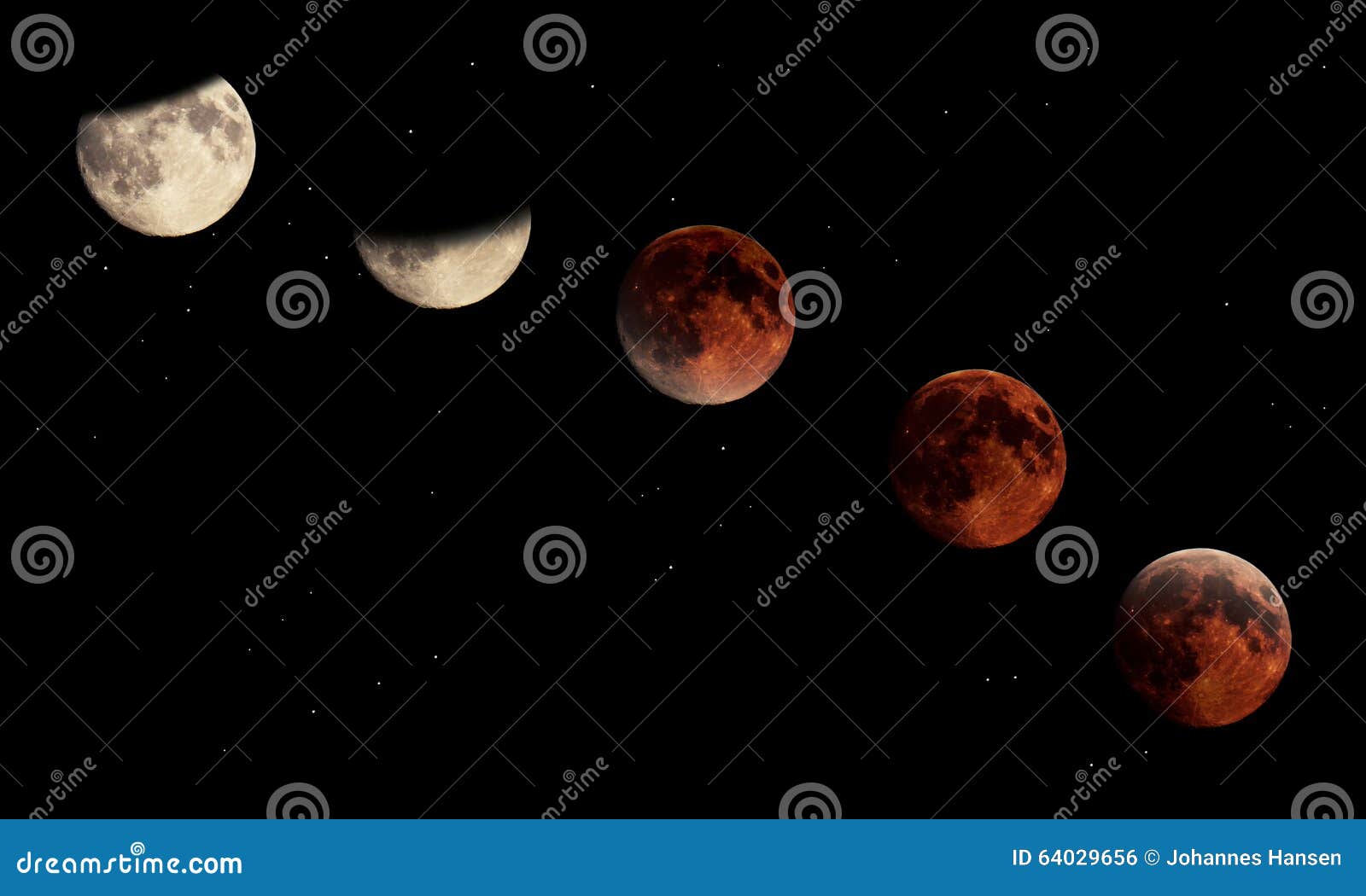 Composite Image of the Stages of a Total Lunar Eclipse Stock ...