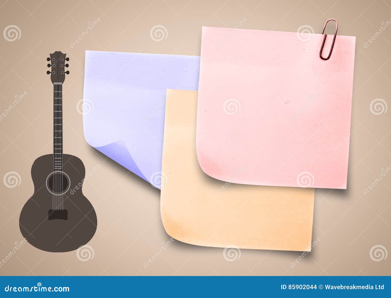 Composite Image of Sticky Note Music Guitar Icon Stock Illustration ...