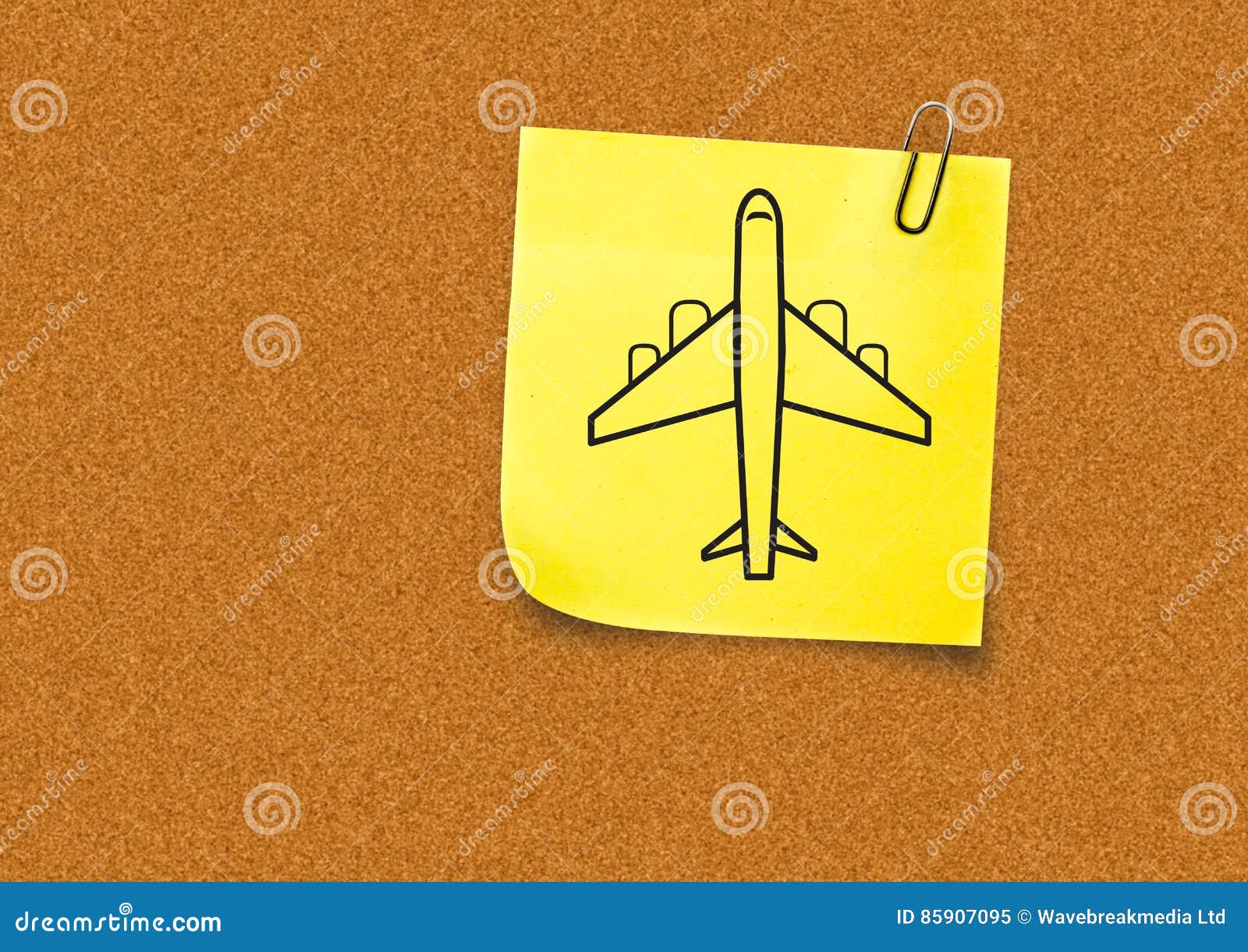 Composite Image of Sticky Note Plane Icon Against Orange Background ...