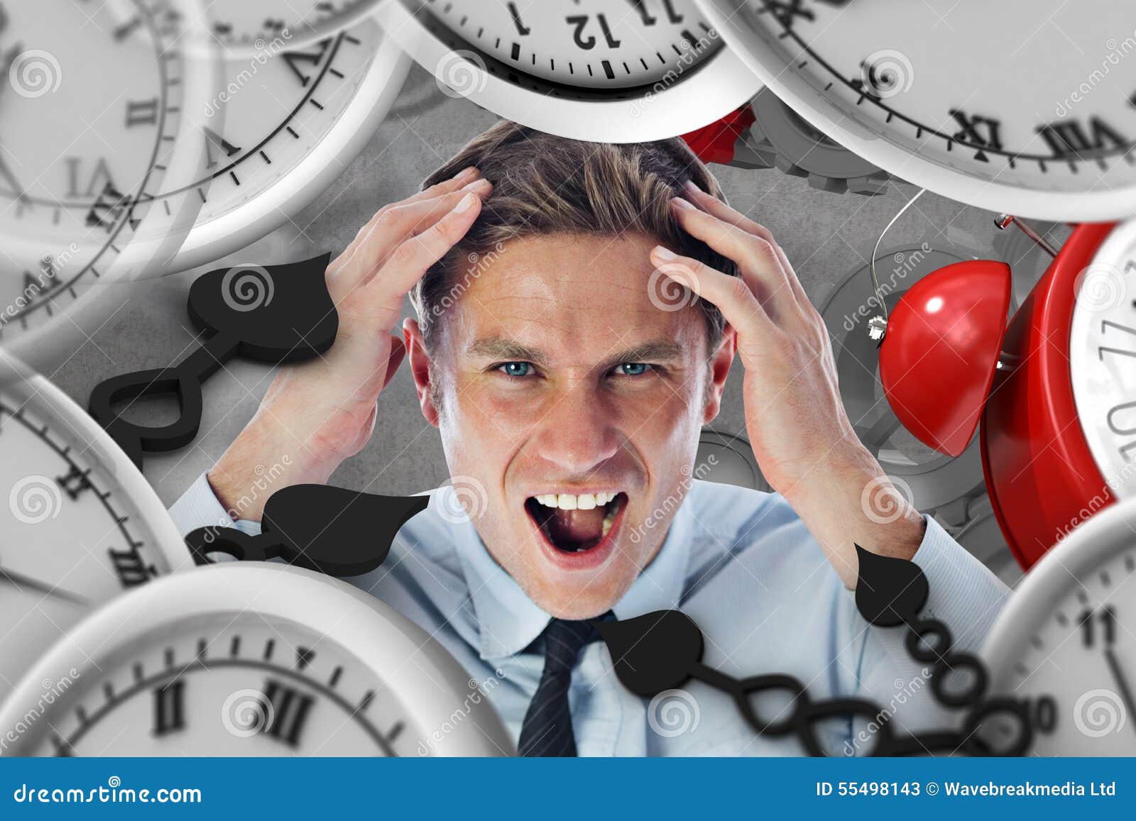 Composite Image of Stressed Businessman Shouting Stock Image - Image of ...