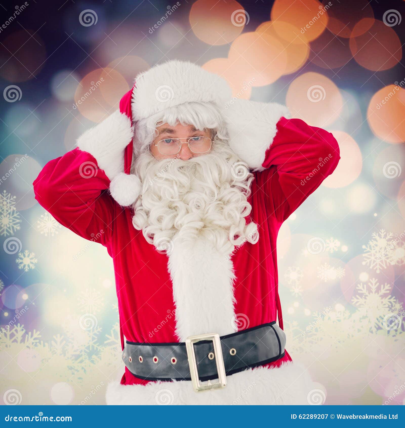 Composite Image of Stressed Santa with His Hands on Head Stock Image ...