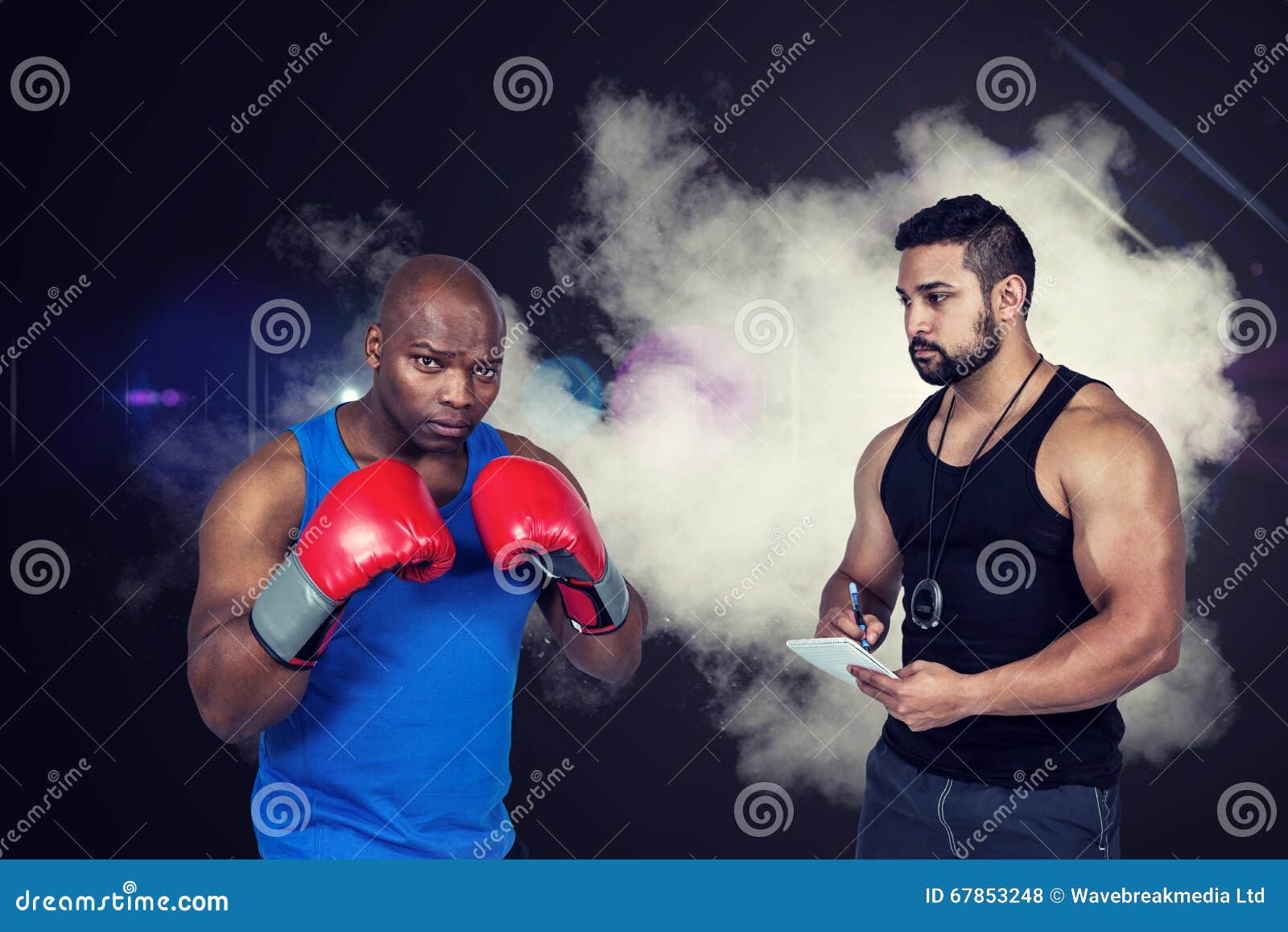 Composite Image of Strong Friends Using Kettlebells Together Stock ...