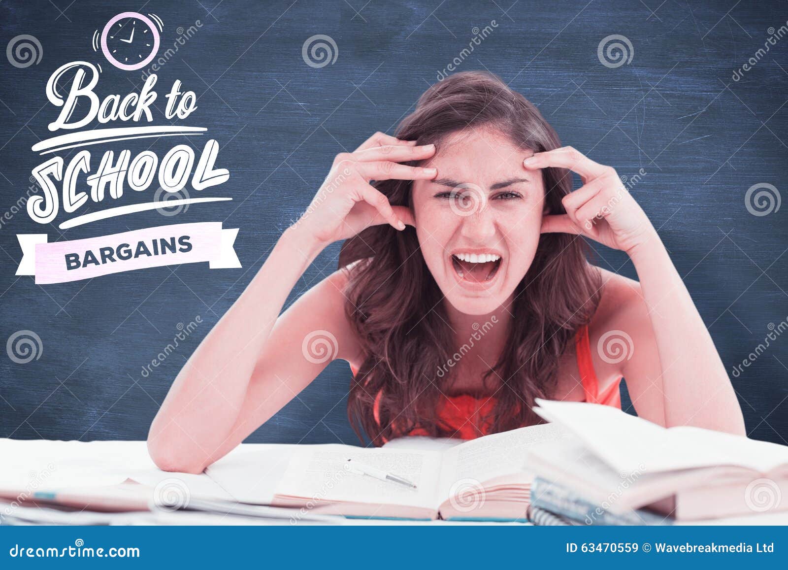 Composite Image of Student Goes Crazy Doing Her Homework Stock Image ...