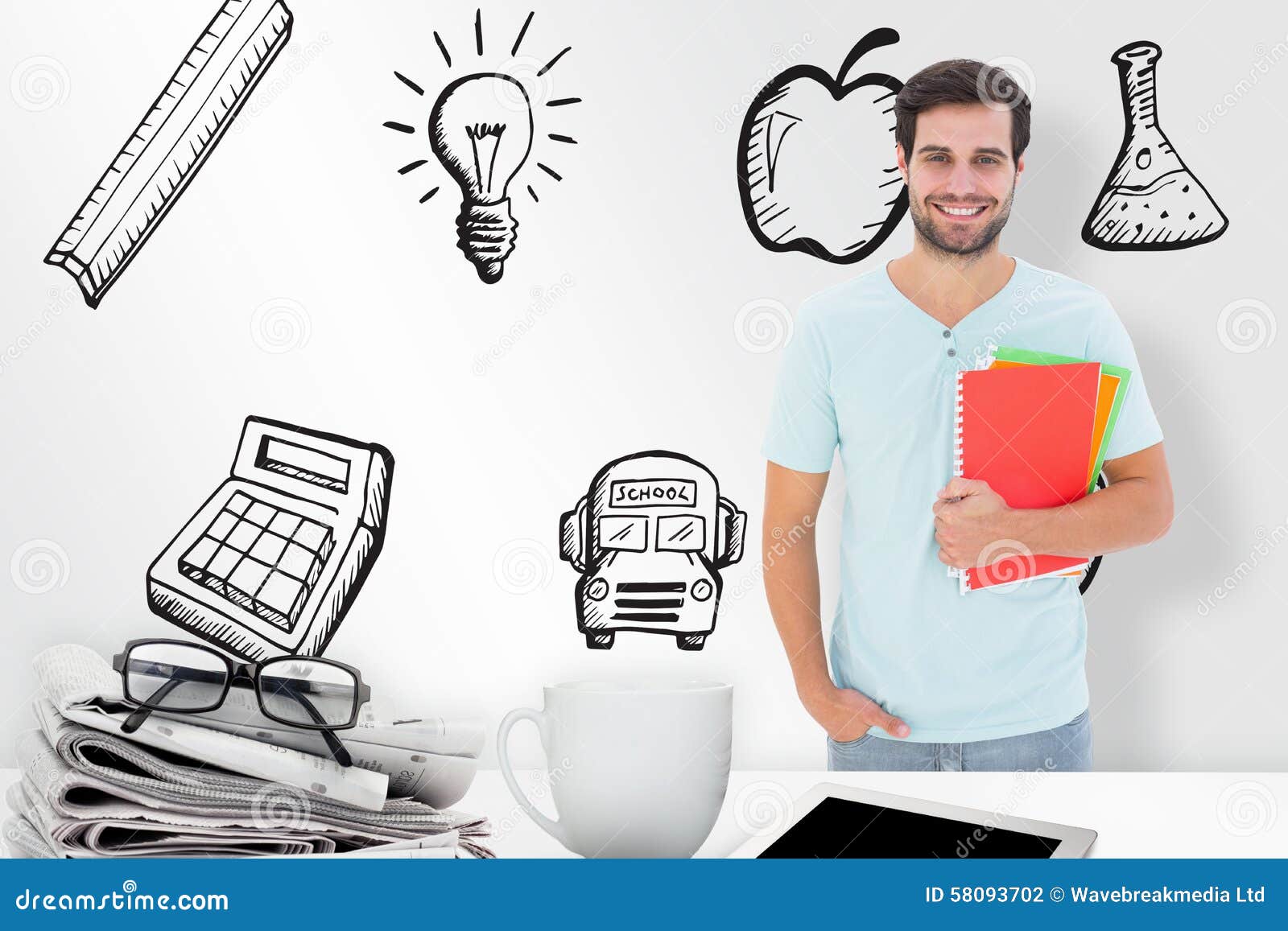 Composite Image of Student Holding Notepad Stock Photo - Image of ...