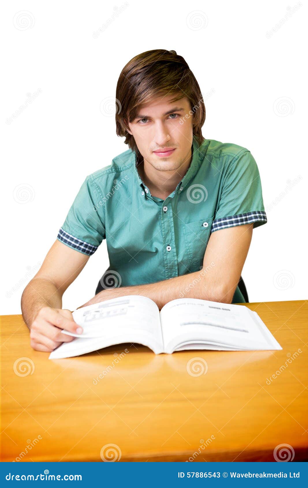 Composite Image of Student Sitting in Library Reading Stock Image ...