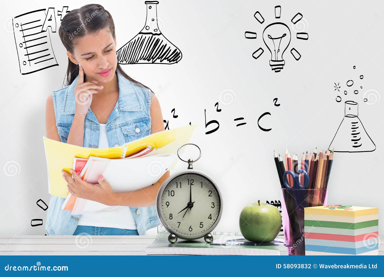 Composite Image of Student Studying from Folders Stock Photo - Image of ...