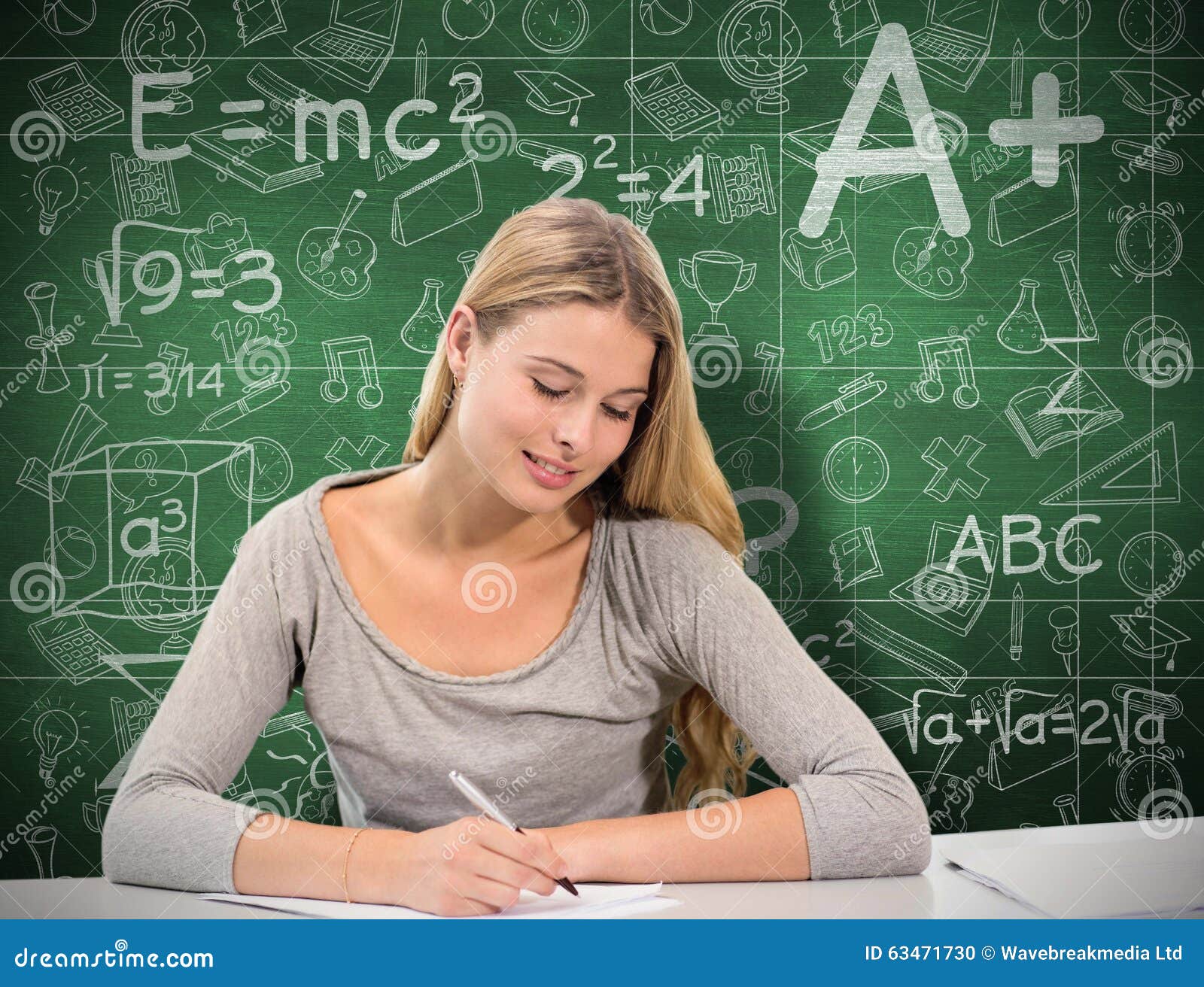 Composite Image of Student Working Stock Photo - Image of school, blue ...