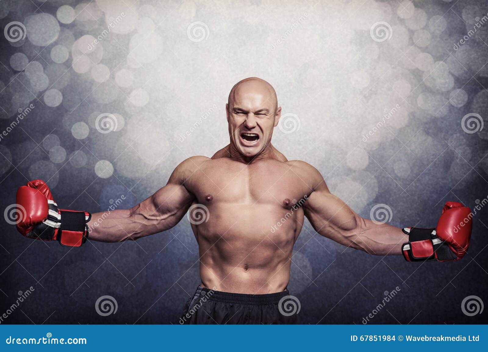Composite Image of Successful Boxer with Arms Outstretched Stock Photo ...