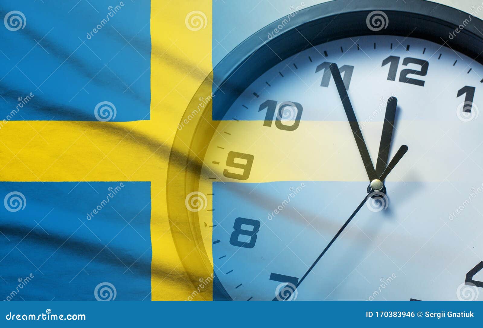 Composite Image of the Sweden Flag and Clock Stock Photo - Image of ...
