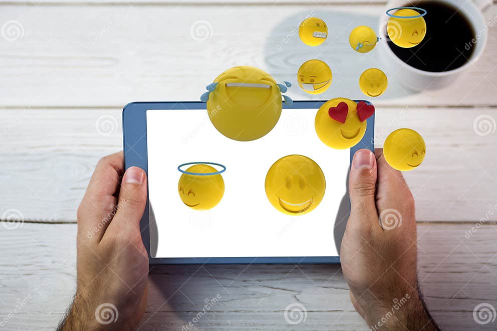 Composite Image of Tablet and Smileys in 3d Stock Illustration ...