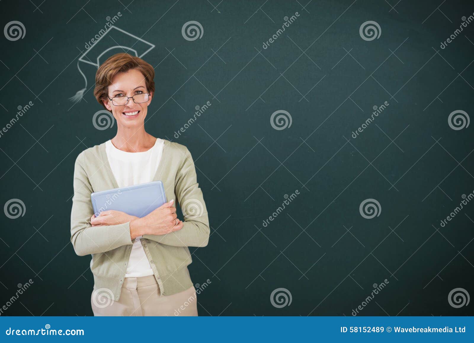 Composite Image of Teacher Holding Tablet Pc at Library Stock Image ...