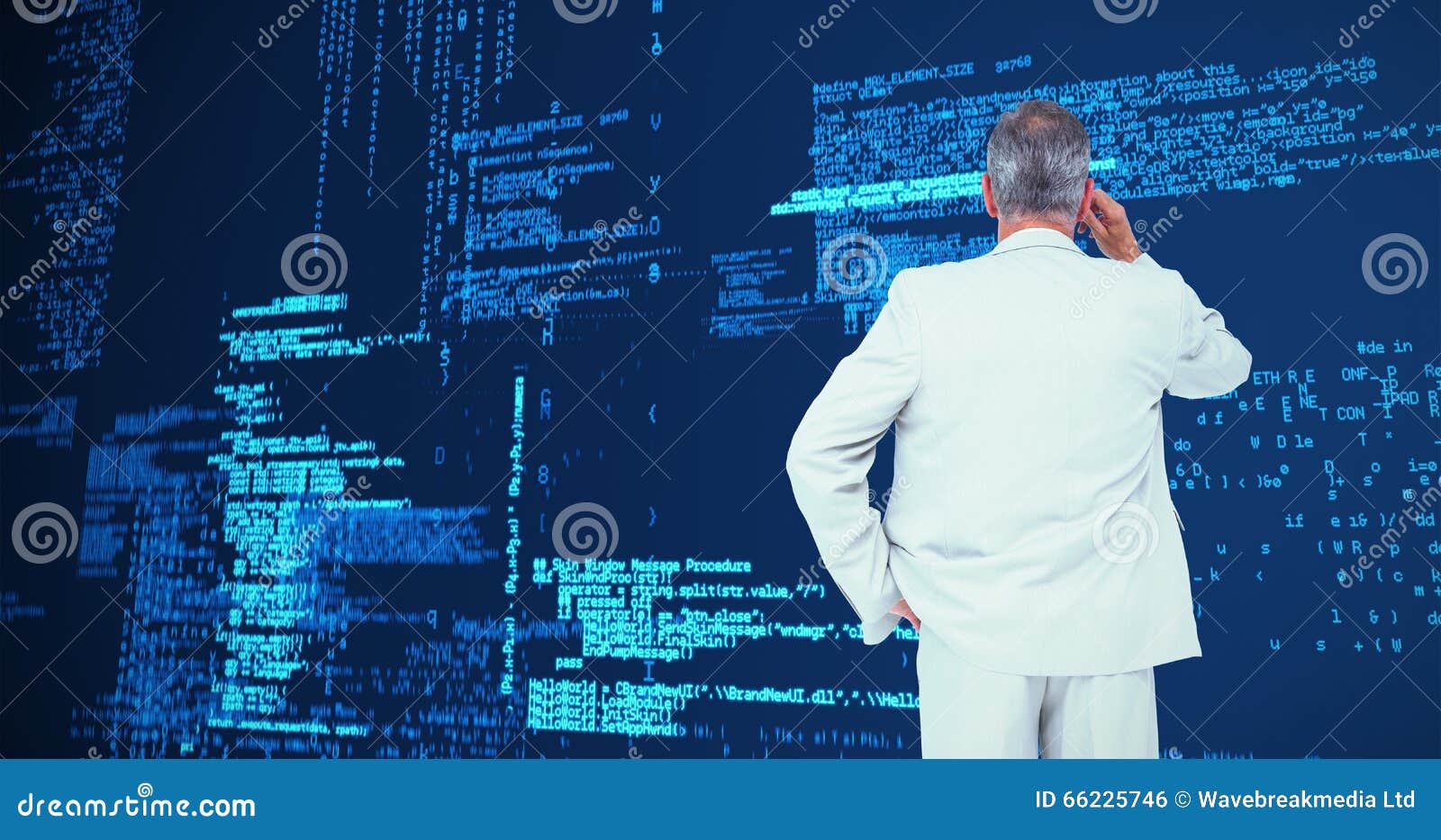 Composite Image of Thinking Businessman Stock Photo - Image of blue ...