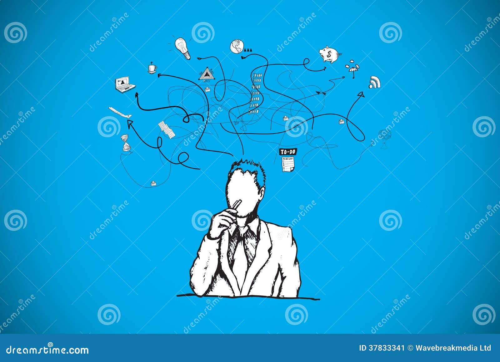 Composite Image of Thinking Businessman Doodle Stock Illustration ...