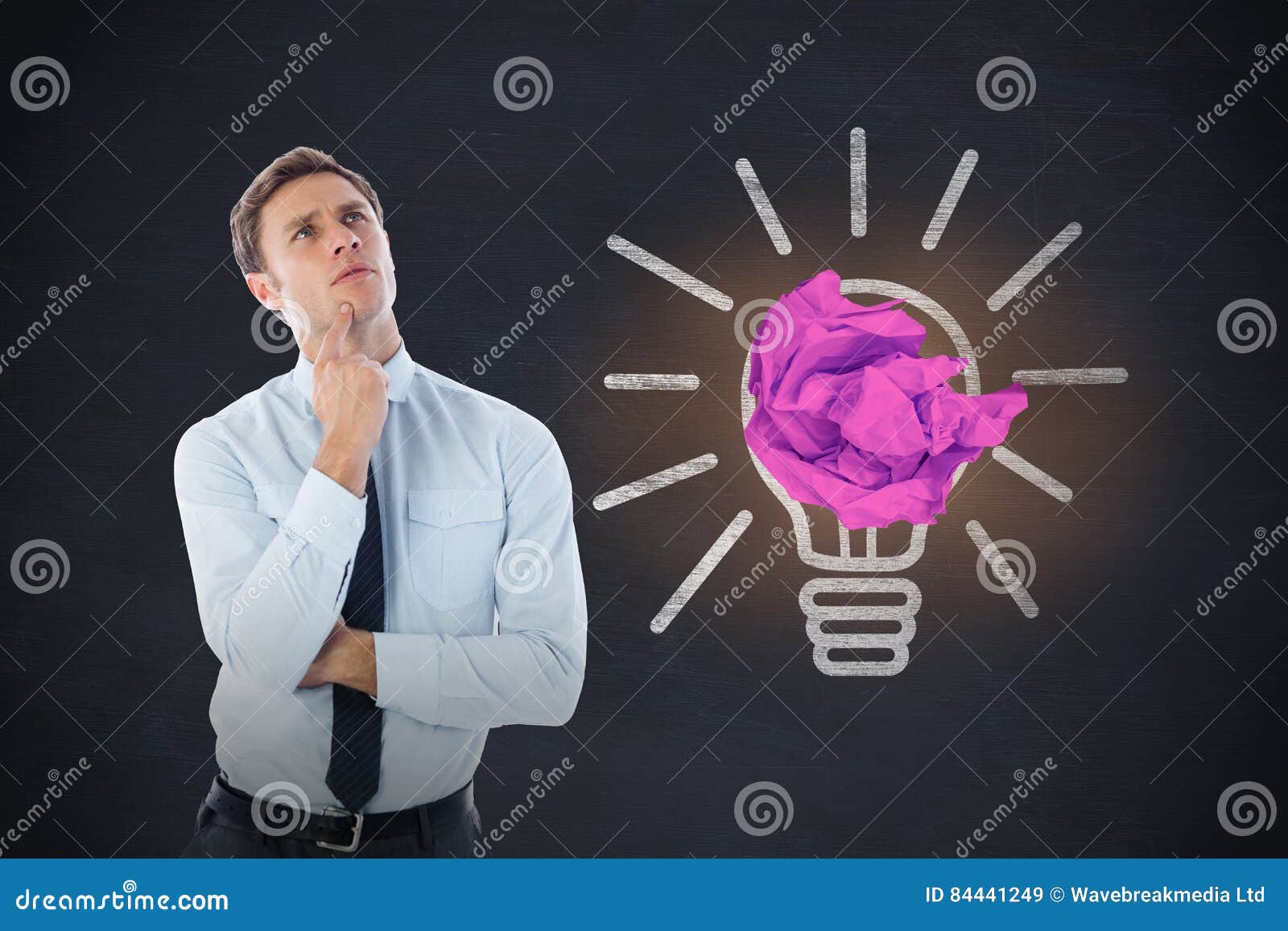 Composite Image of Thinking Businessman with Finger on Chin Stock Image ...