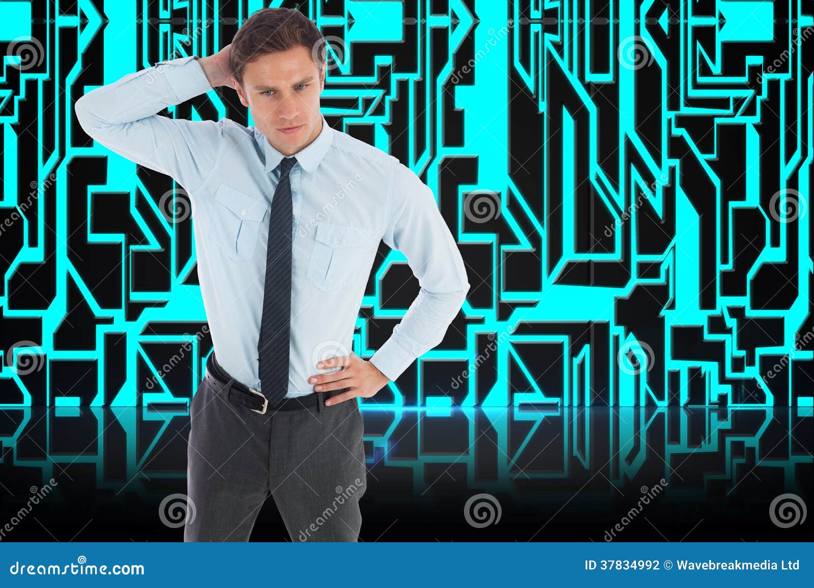 Composite Image of Thinking Businessman Scratching Head Stock Photo ...