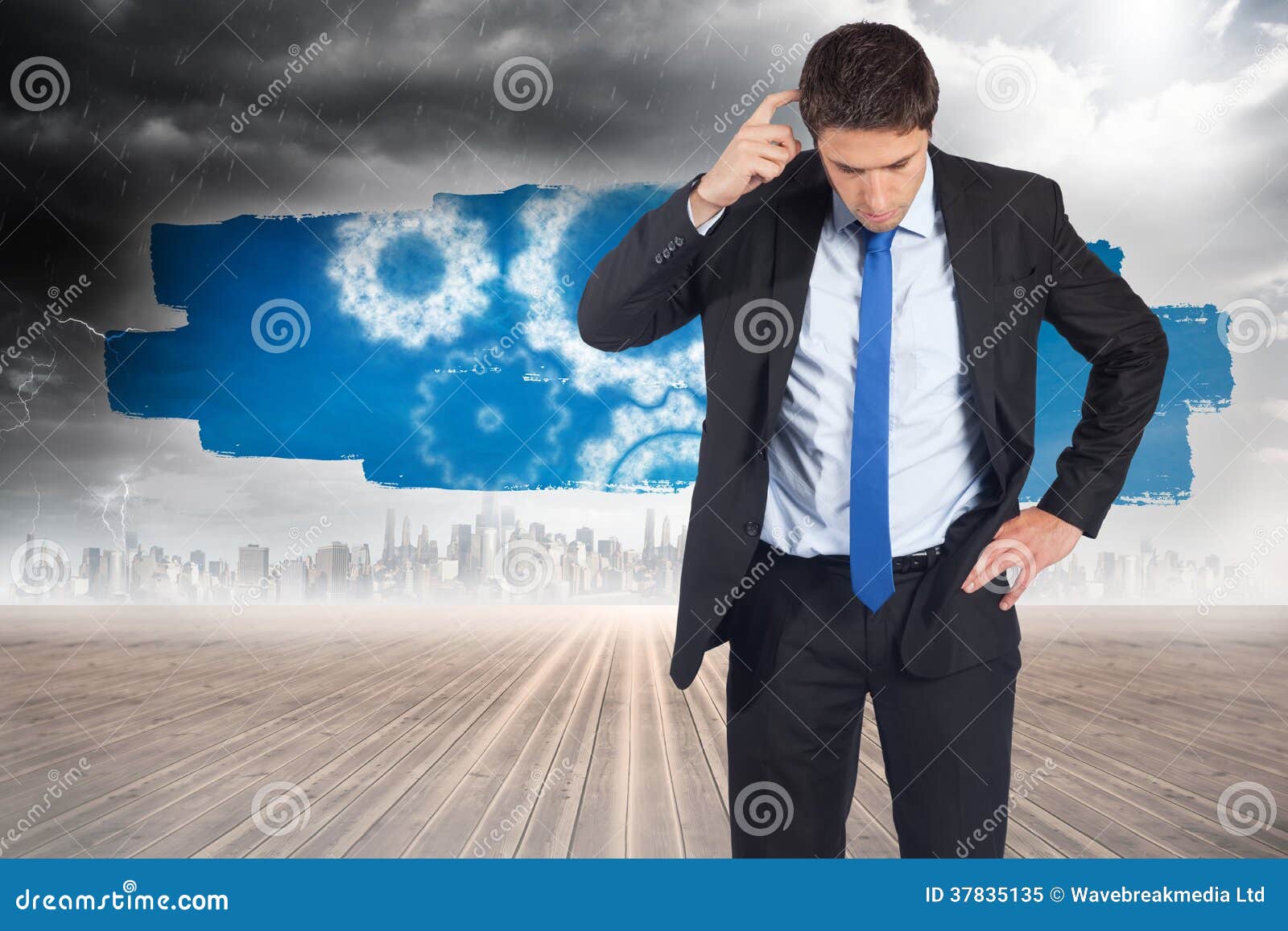 Composite Image of Thinking Businessman Scratching Head Stock Image ...