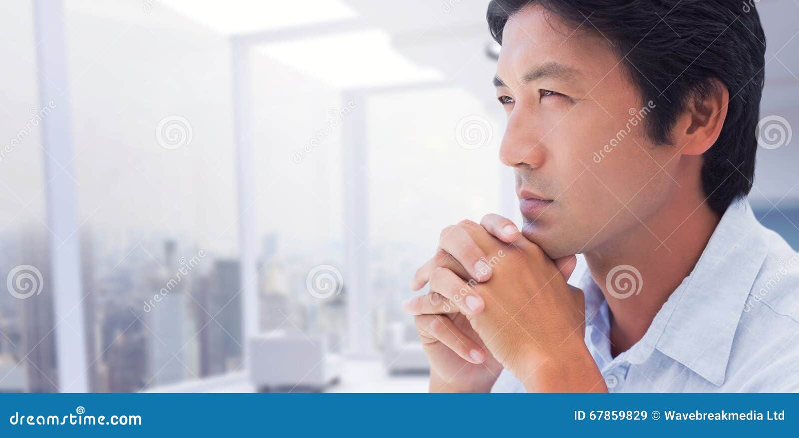 Composite Image of Thinking Man with Hands Together Stock Image - Image ...