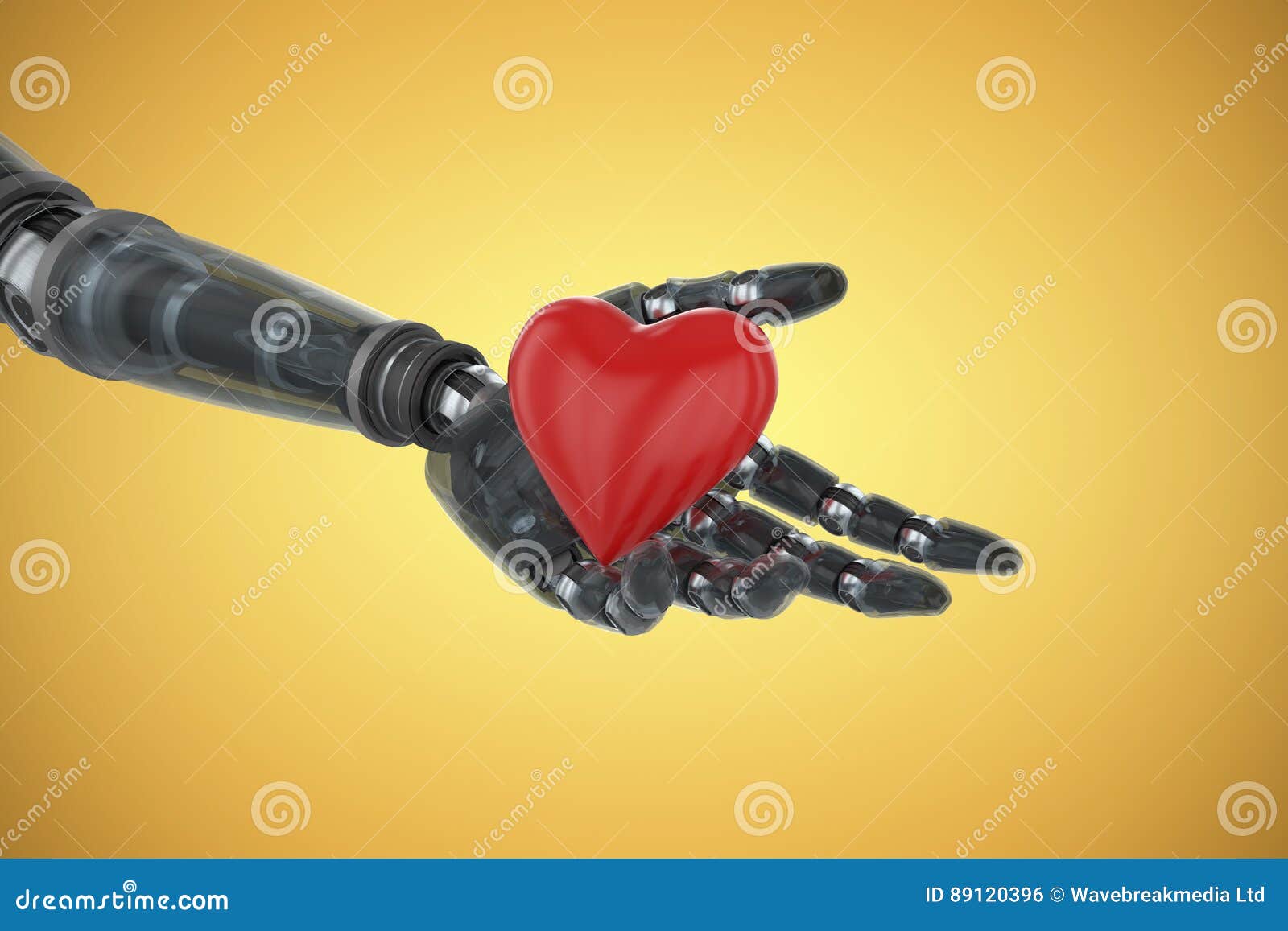 Composite Image of Three Dimensional Image of Cyborg Showing Red Heart ...
