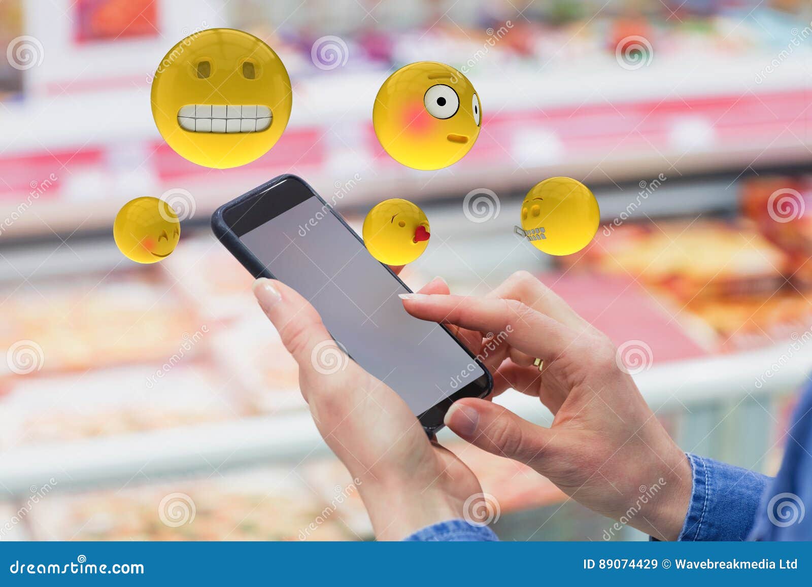 Composite Image of Three Dimensional Image of Various Smileys Faces ...