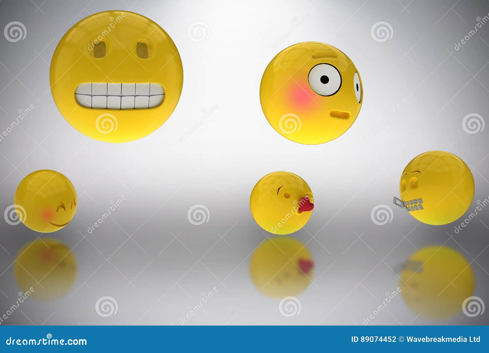 Composite Image of Three Dimensional Image of Various Smileys Faces ...