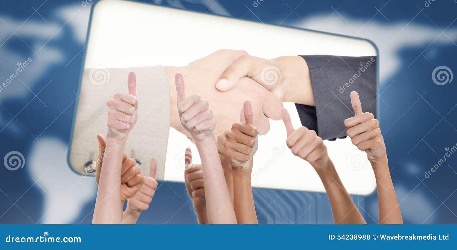 Composite Image of Thumbs Raised and Hands Up Stock Photo - Image of ...