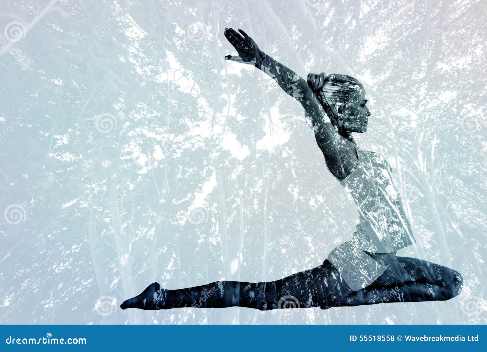 Composite Image of Toned Young Woman Stretching Hands Backwards Stock ...