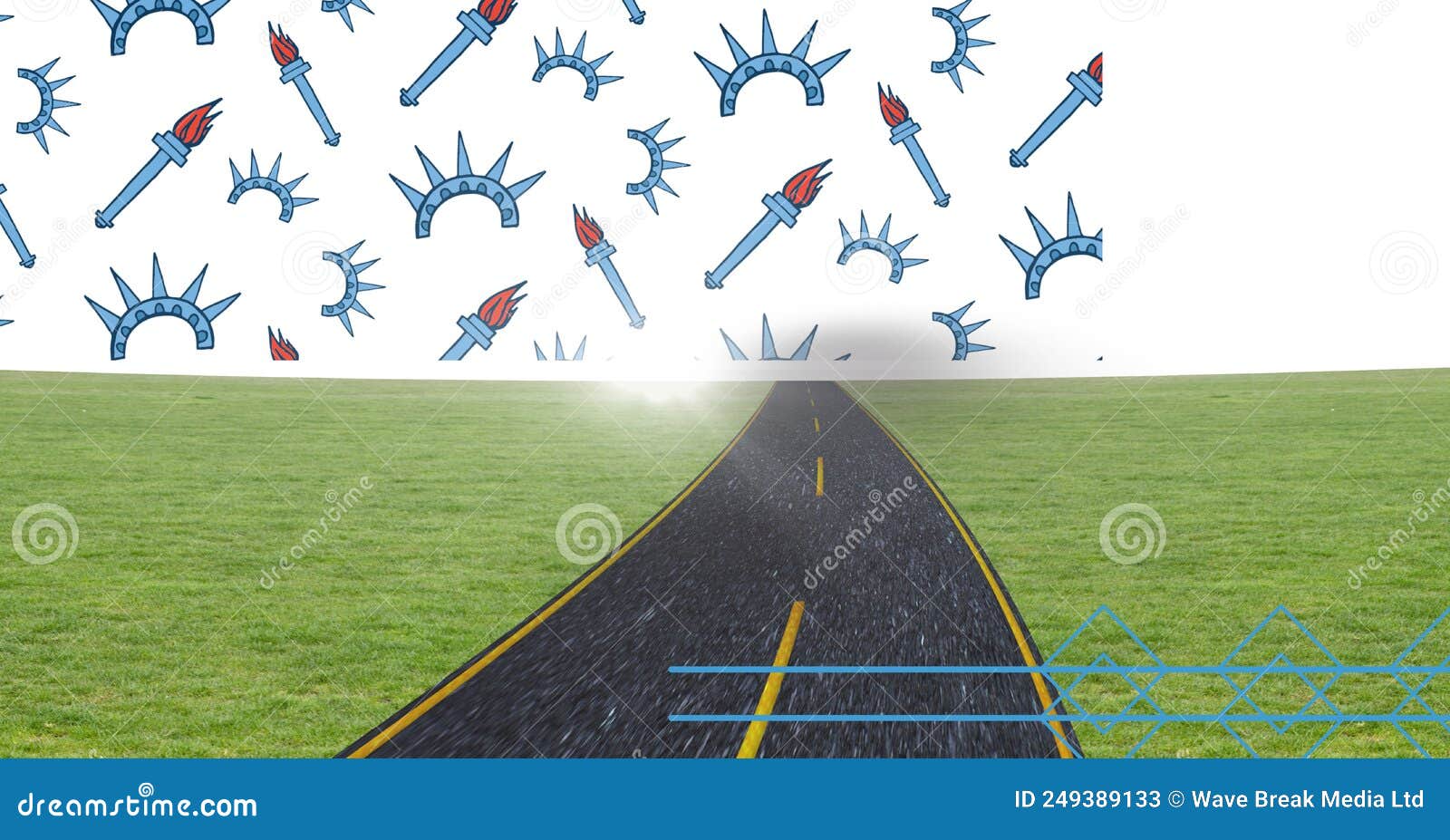 Composite Image of Torch and Crown Icons Over Pathway through Grass ...