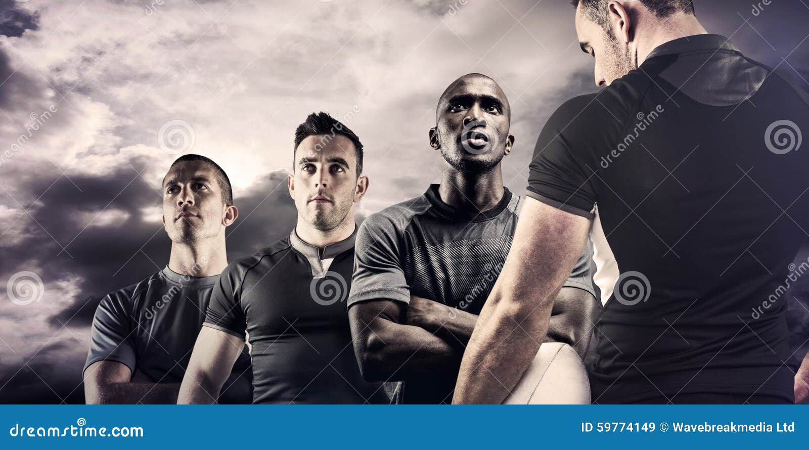 Composite Image of Tough Rugby Player Holding Ball Stock Image - Image ...