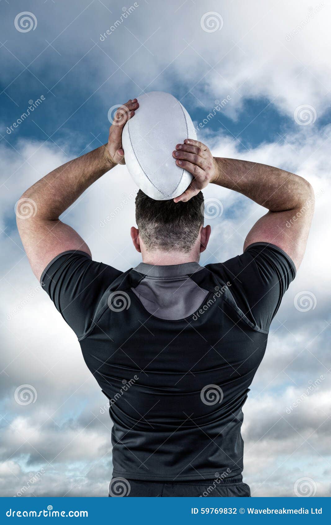 Composite Image of Tough Rugby Player Throwing Ball Stock Photo - Image ...
