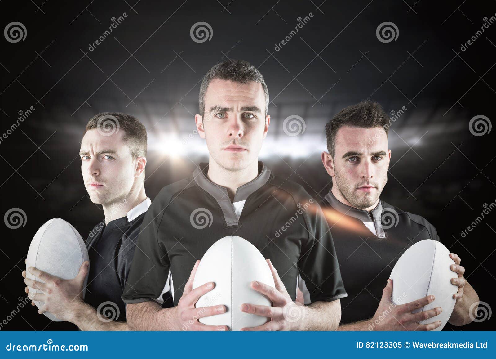 Composite Image of Tough Rugby Players Stock Image - Image of goal ...