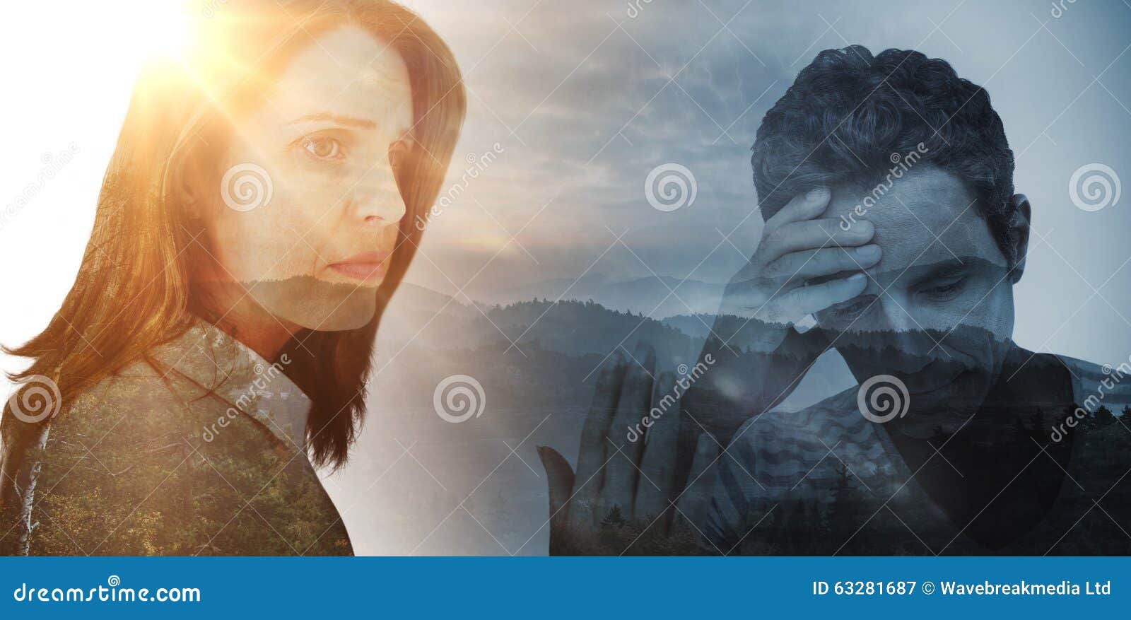 Composite Image of Upset Man with Hand on Forehead Stock Image - Image ...