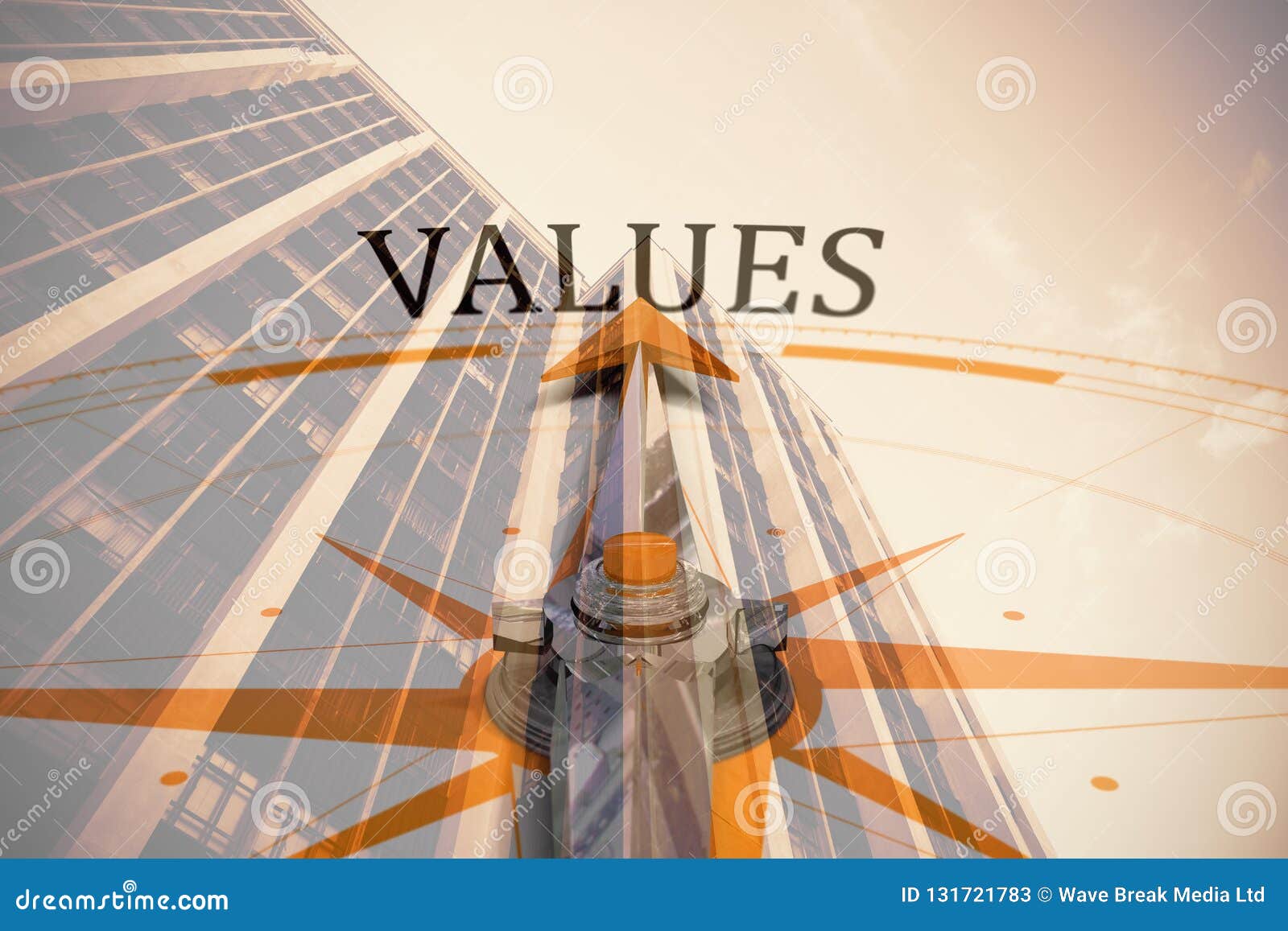 Composite Image of Values Against Compass Stock Illustration ...