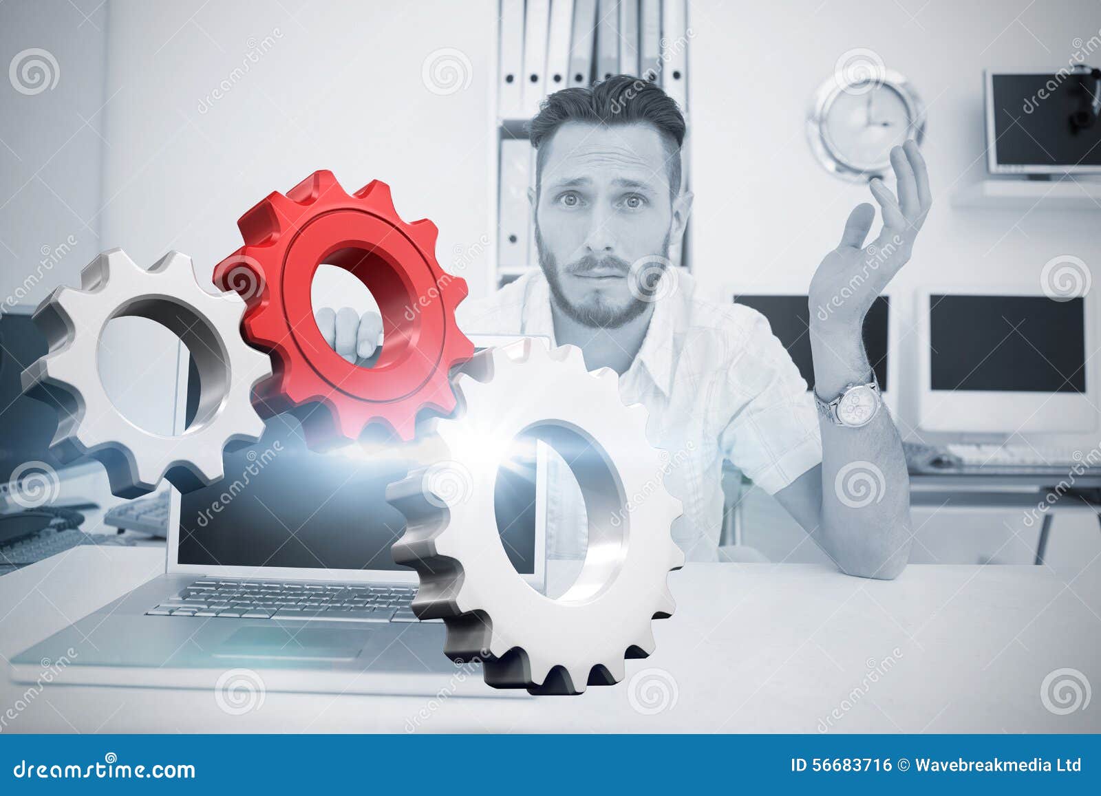 Composite Image of White and Red Cogs and Wheels Stock Illustration ...