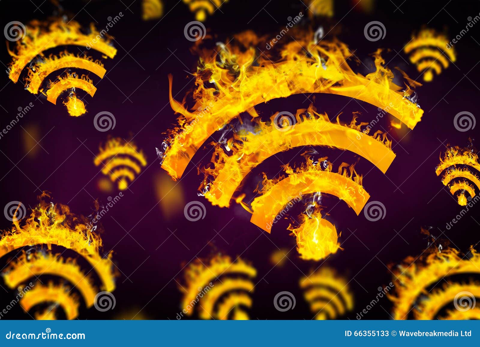 Composite Image of Wifi Sign on Fire Stock Illustration - Illustration ...