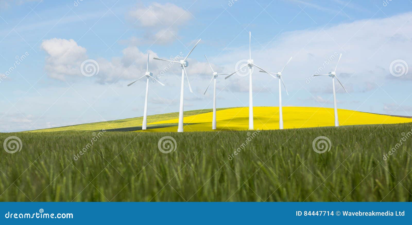 Composite Image of Windmills Side by Side Against White Background 3d ...