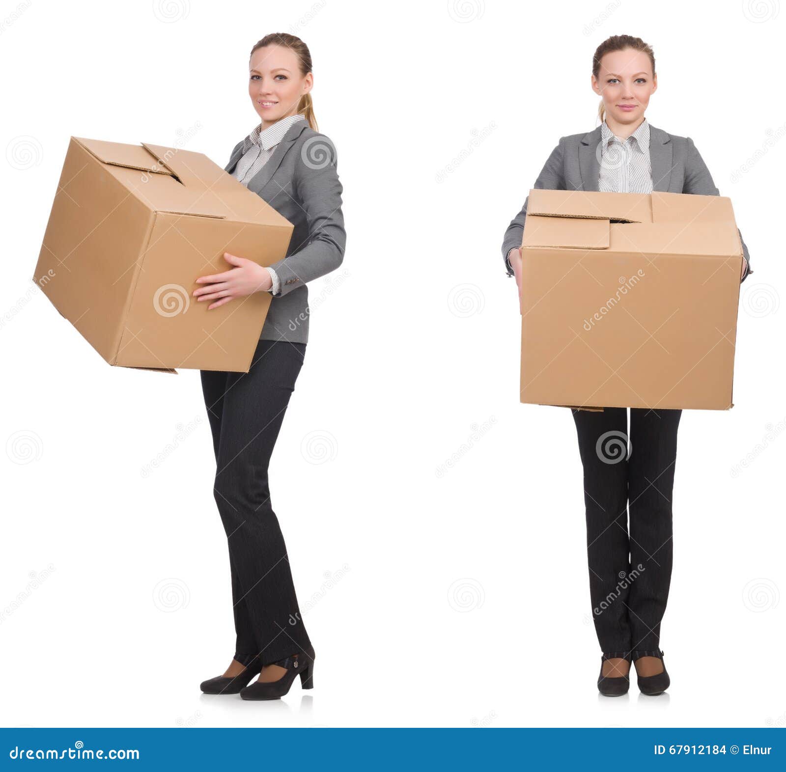 The Composite Image of Woman with Boxes on White Stock Photo - Image of ...